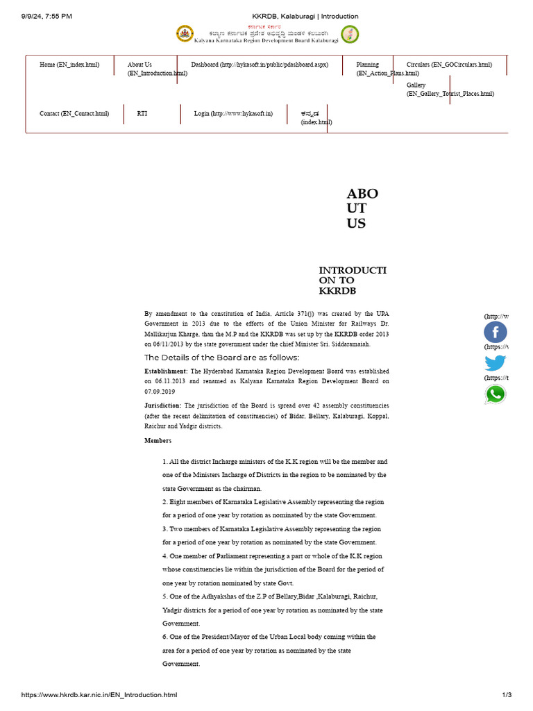 Overview of Kalyana Karnataka Region Development Board | PDF | Government
