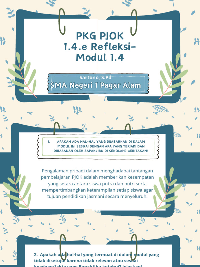 PKG PJOK 1.4.e Refleksi-Modul 1.4 | PDF