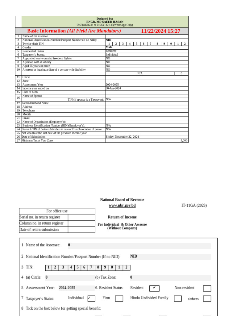 LFV24.0 - Individual - Tax - Return - Form IT-11GA-2023 | PDF | Taxes ...