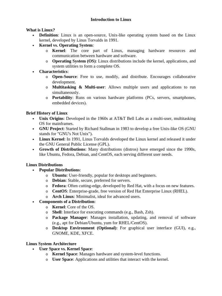 BIO 401 Note... Introduction To Linux | PDF | Linux | Linux Distribution