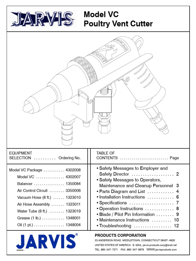 Model VC Poultry Vent Cutter Guide | PDF | Valve | Pipe (Fluid Conveyance)
