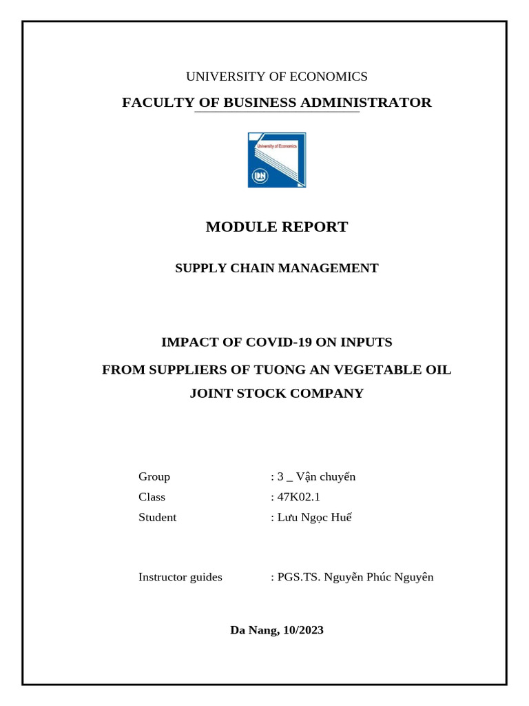 BTCN Lưu-Ngọc-Huế 47K02.1 | PDF | Unemployment | Supply Chain
