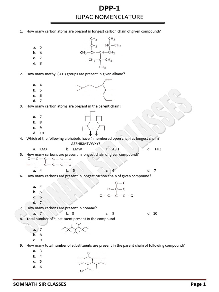 Iupac Nomenclature (Dpp-1) | PDF