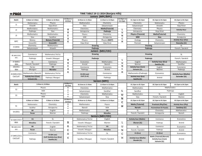 JR & SR Timetable 19-11-2024 | PDF