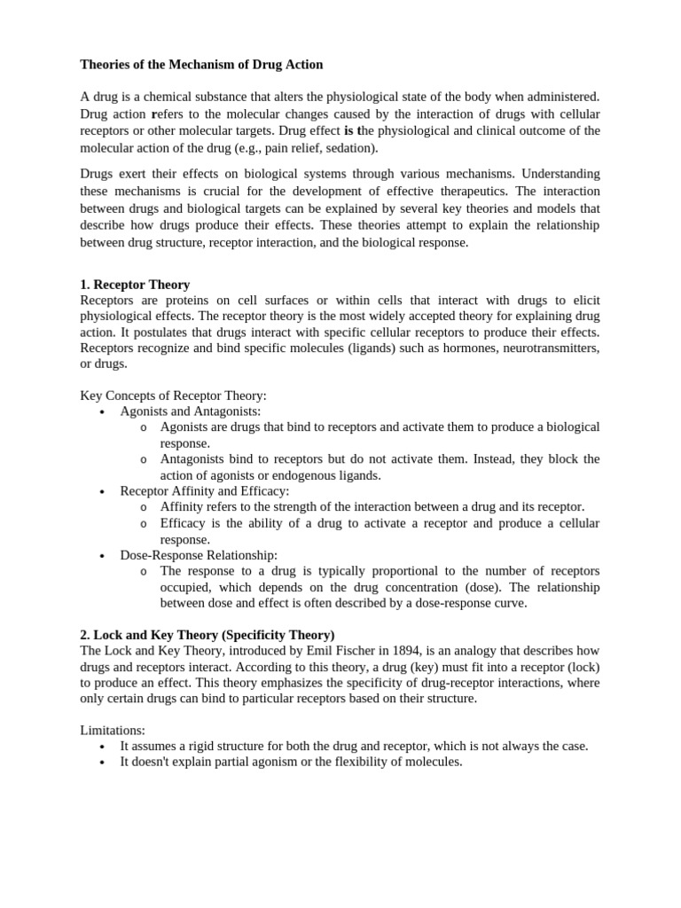 Mechanisms of Drug Action Explained | PDF | Receptor (Biochemistry ...