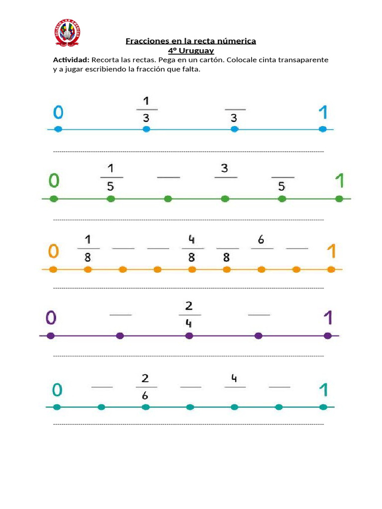 Fracciones en La Recta Númerica 4° Uruguay | PDF