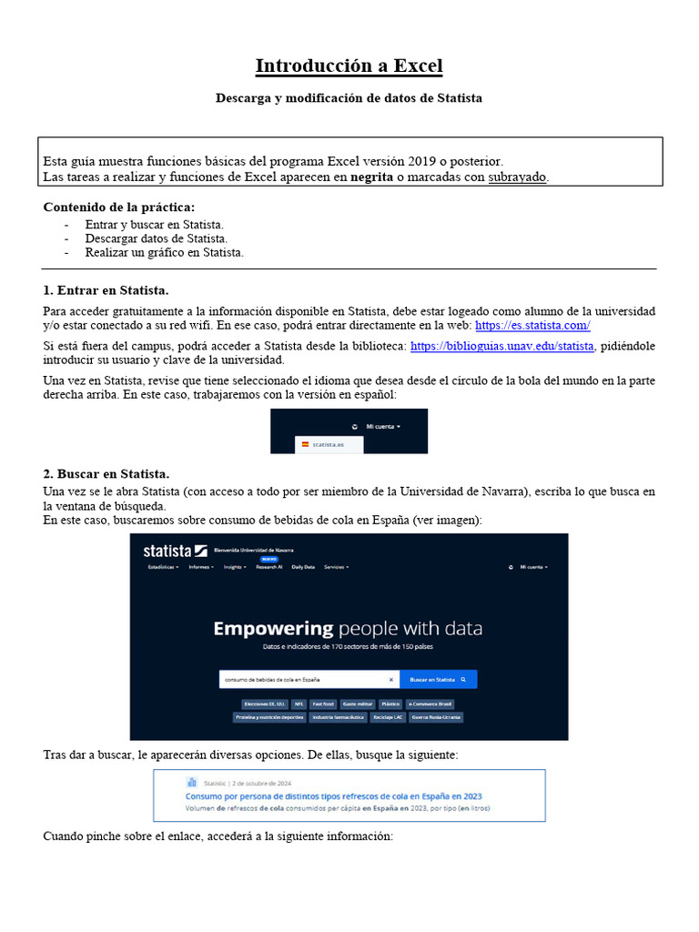 Guía de Excel: Descargar y Graficar Datos | PDF | Microsoft Excel ...