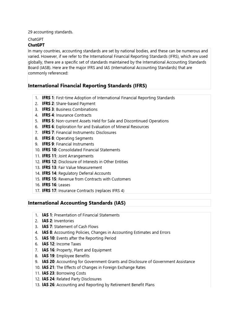 Key IFRS Standards Overview | PDF | International Financial Reporting ...