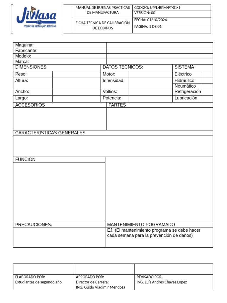 Ficha Tec de Maquinarias (1) - 1 | PDF