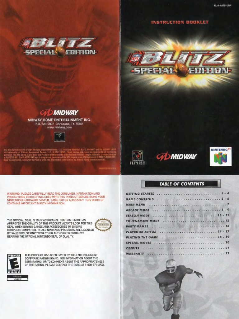 NFL Blitz - Special Edition (USA) | PDF | Quarterback | Menu (Computing)