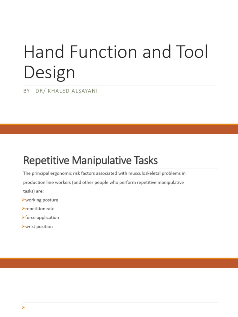 Ergonomics of Hand Function and Tool Design | PDF | Anatomical Terms Of ...