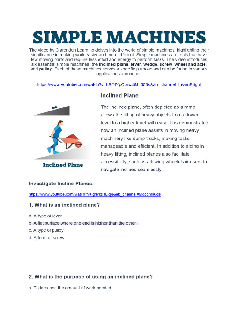 Assignment 1 - The World of Simple Machines - Learner Activity | PDF ...