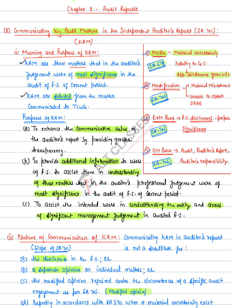 Lecture 13 Audit Reports SA 701 and 710 | PDF