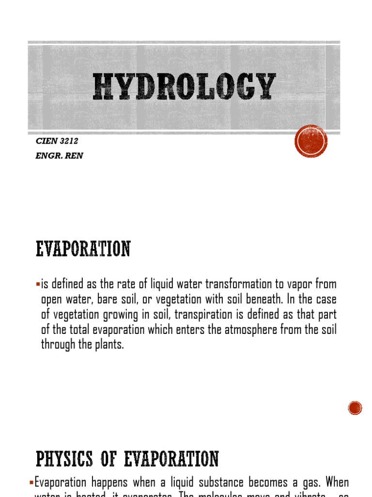 Lecture 4 - Evaporation | PDF | Evaporation | Water