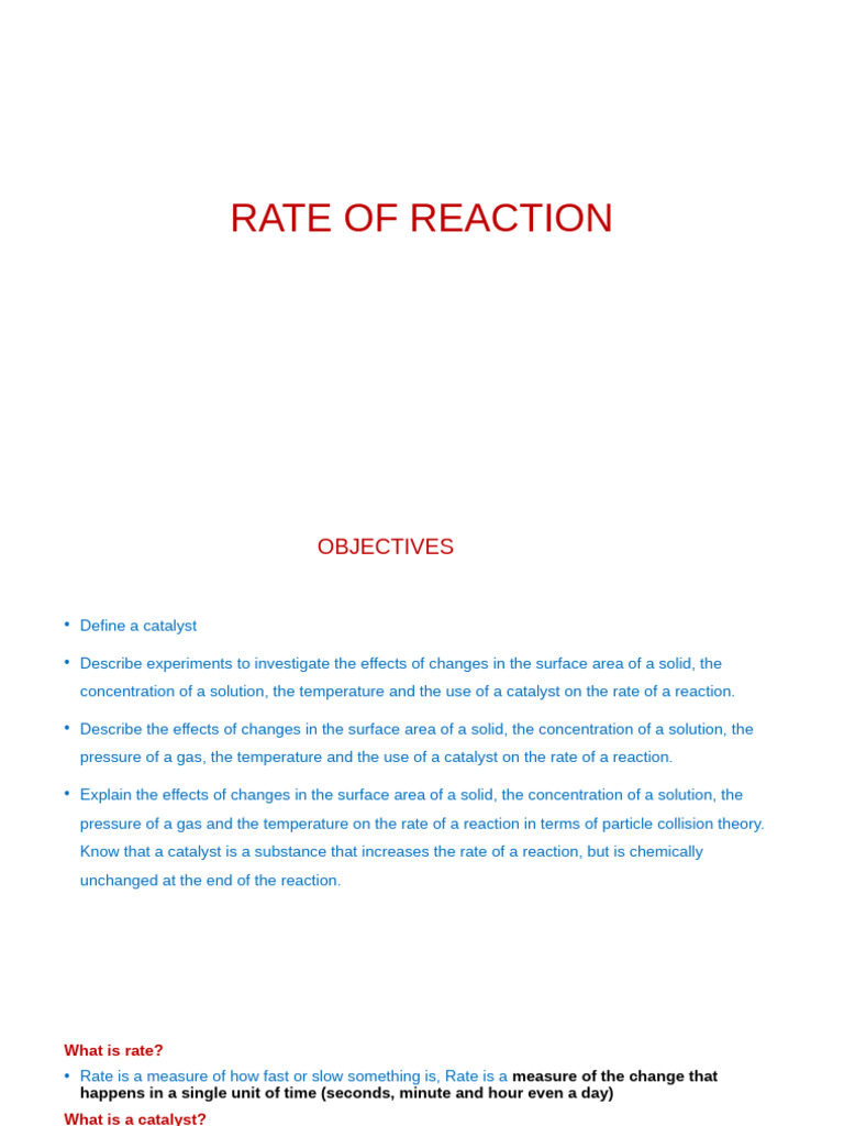 Rate of Reaction | PDF | Reaction Rate | Chemical Reactions