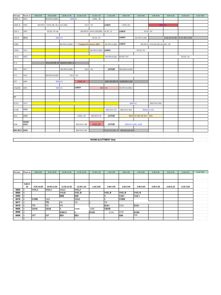Routine - 2024 BTech 1st Semester - Tuesday | PDF