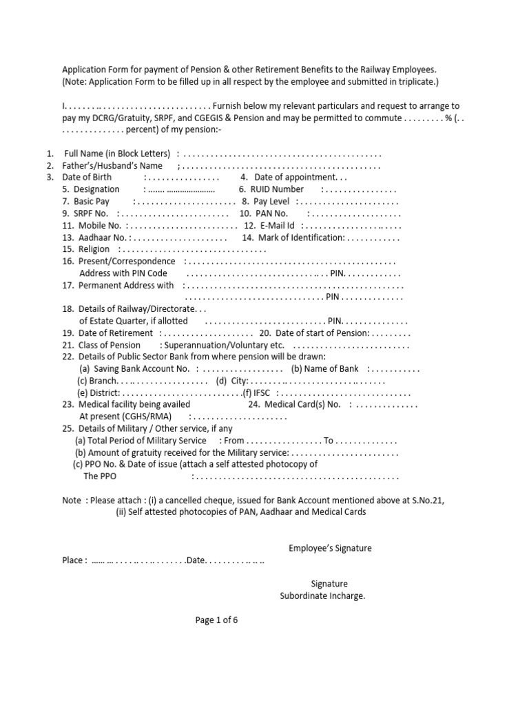 Pension Form (For Retired Employees) | PDF | Finger | Hand