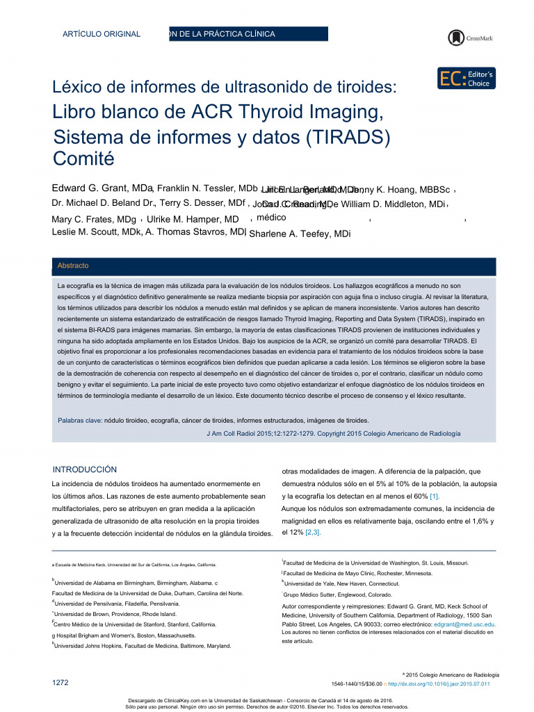 ACR Thyroid Ultrasound Reporting Lexicon | PDF | Ultrasonido médico ...