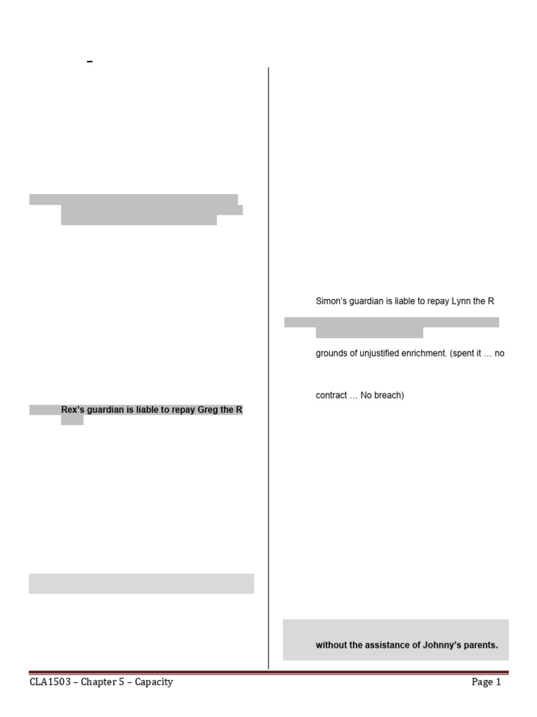 Law Students: Contract Capacity Quiz | PDF | Marriage | Breach Of Contract