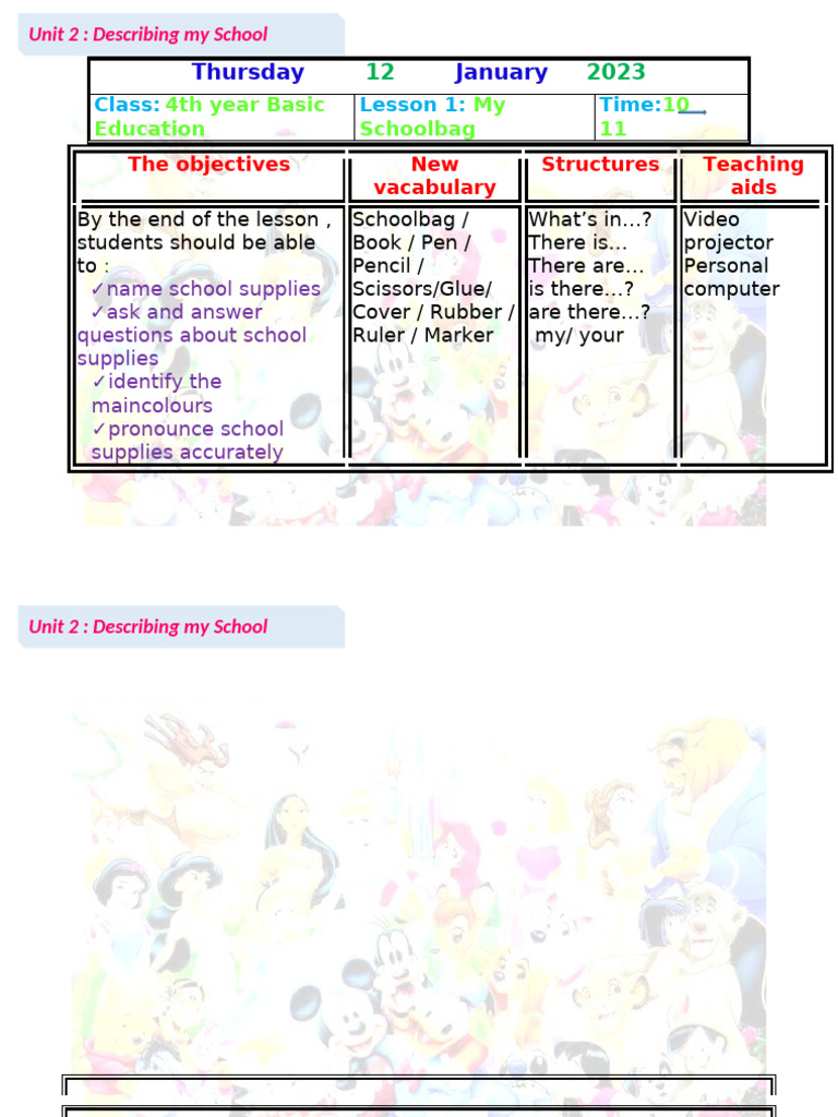 Thursday January: Class: Lesson 1: Time | PDF | Wellness