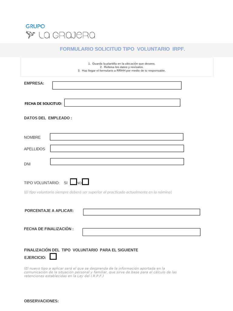 Formulario Tipo Voluntario de IRPF | PDF | Derecho