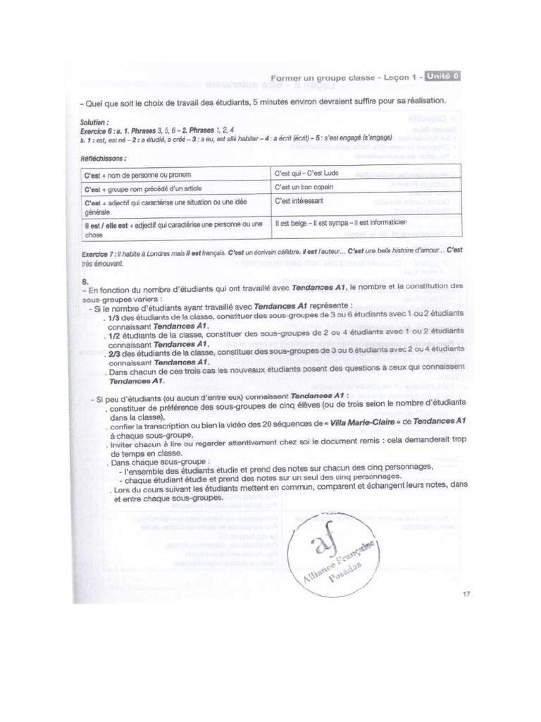 Unit 0 - Lecon 1 Pag 17 | PDF