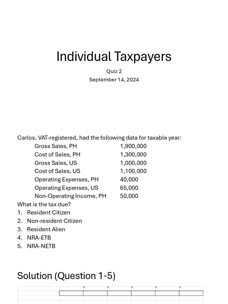 Individual Taxpayer Tax Calculation Guide | PDF | Taxes | Income Tax