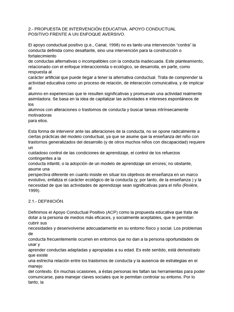 Propuesta de Intervención Educativa. | PDF | Comportamiento | Evaluación