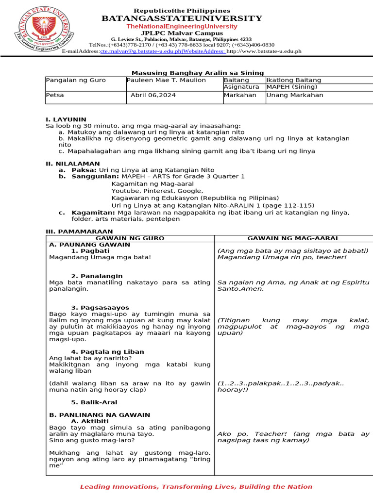 Lessonplan Artspm | PDF