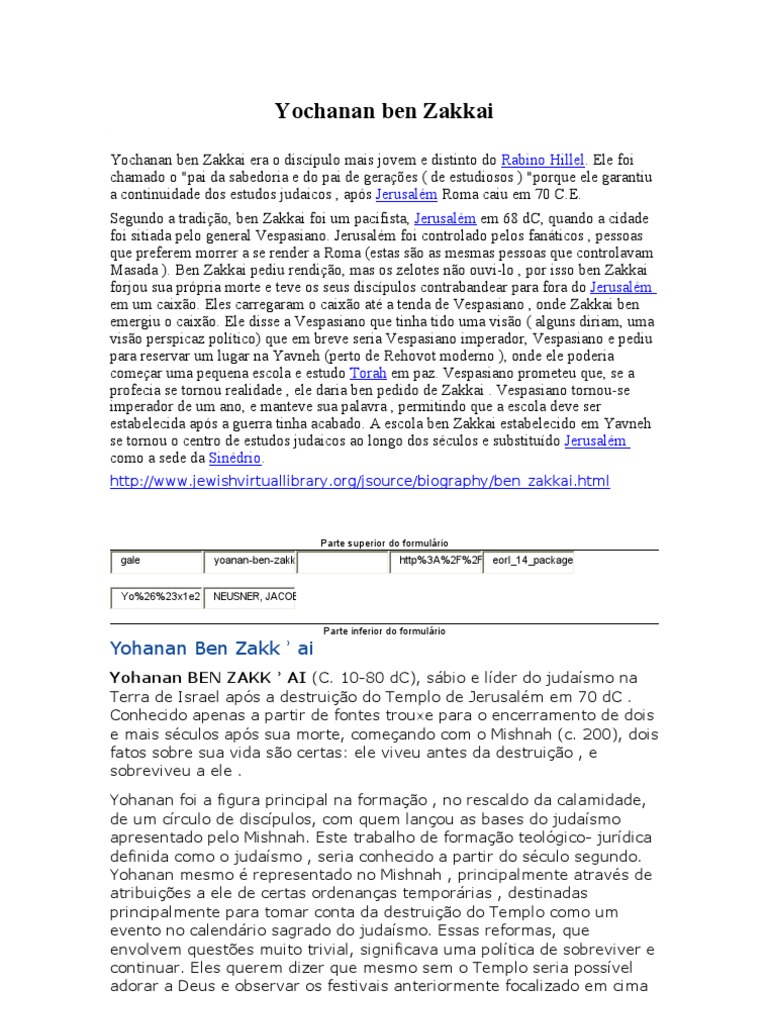 Yochanan Ben Zakkai | PDF | Judeus | Vespasiano