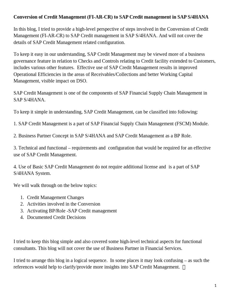 S4HANA Credit Management Reports, Tables | PDF | Credit | Finance ...