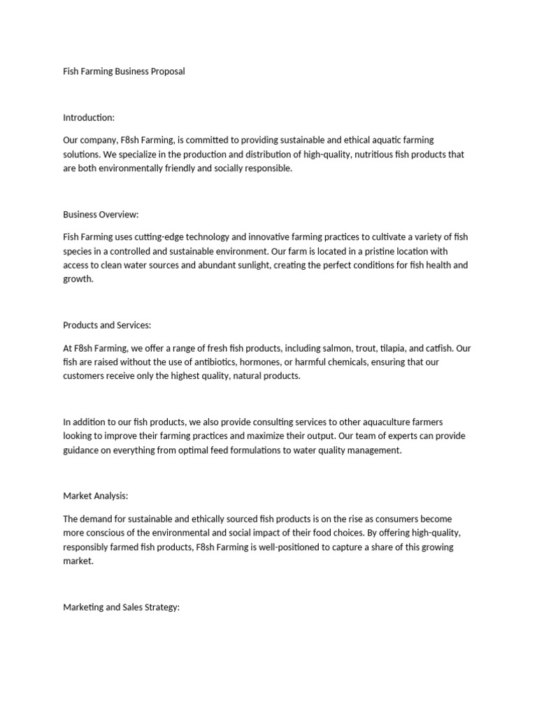 Sustainable Fish Farming Proposal | PDF | Aquaculture | Economies