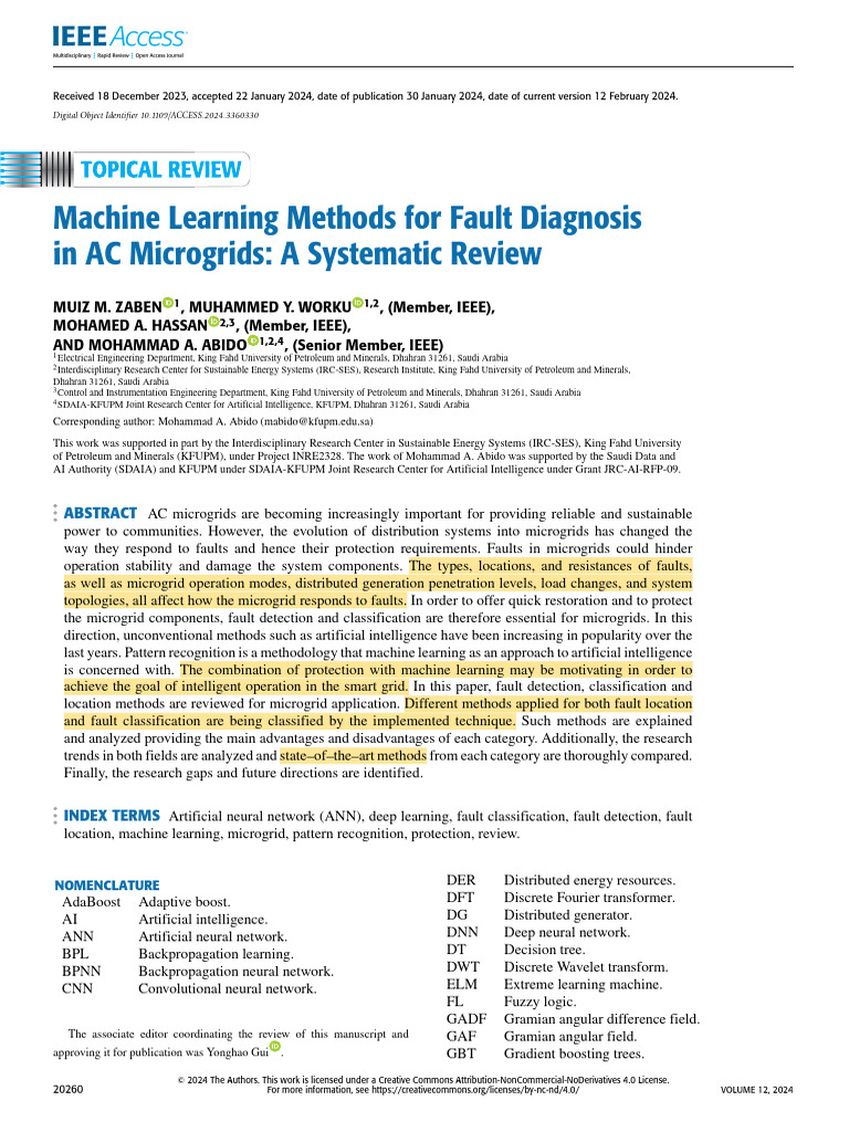Machine Learning Methods For Fault Diagnosis in AC Microgrids | PDF | Machine Learning ...