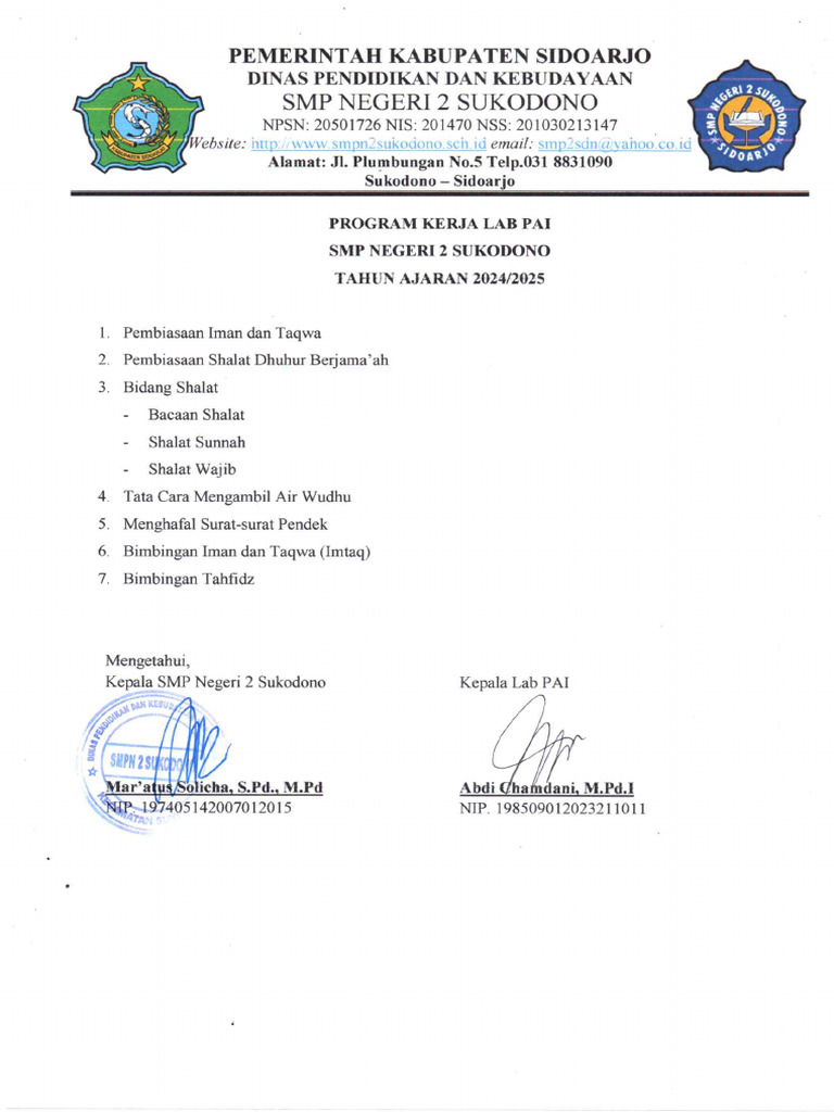 B4.4 Program Kerja Lab PAI | PDF