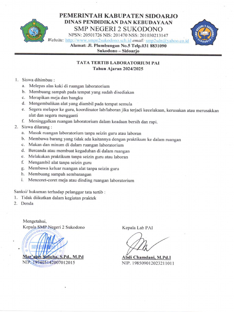 B4.5 Tata Tertib Lab PAI | PDF