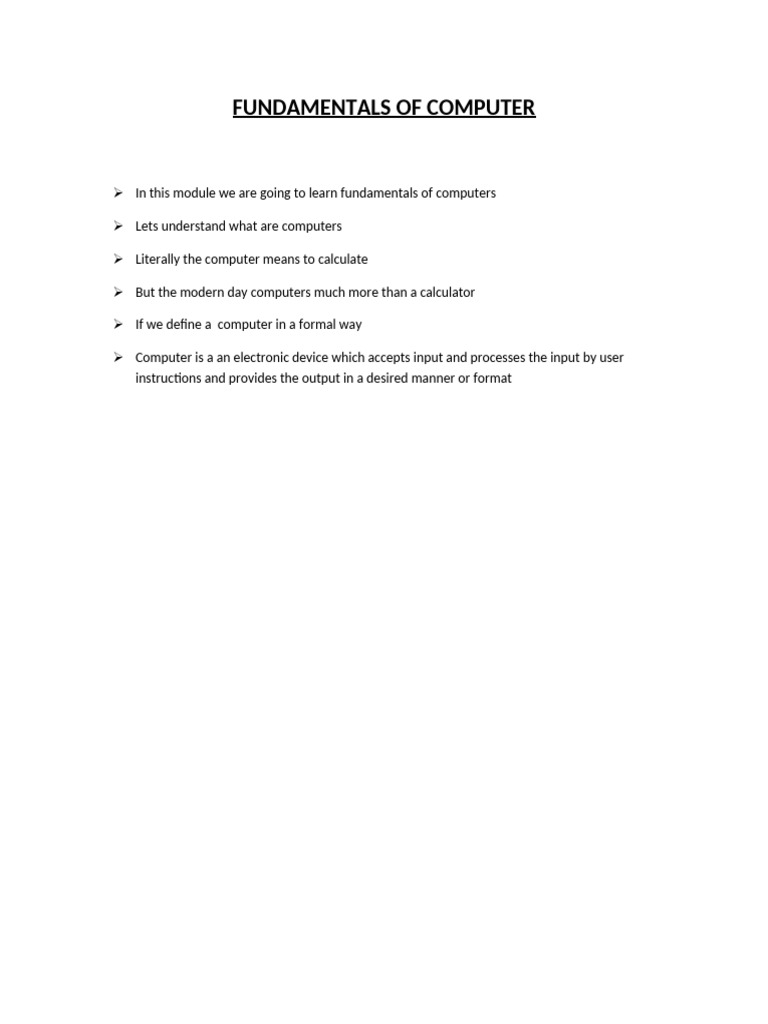 Fundamentals of Computer | PDF