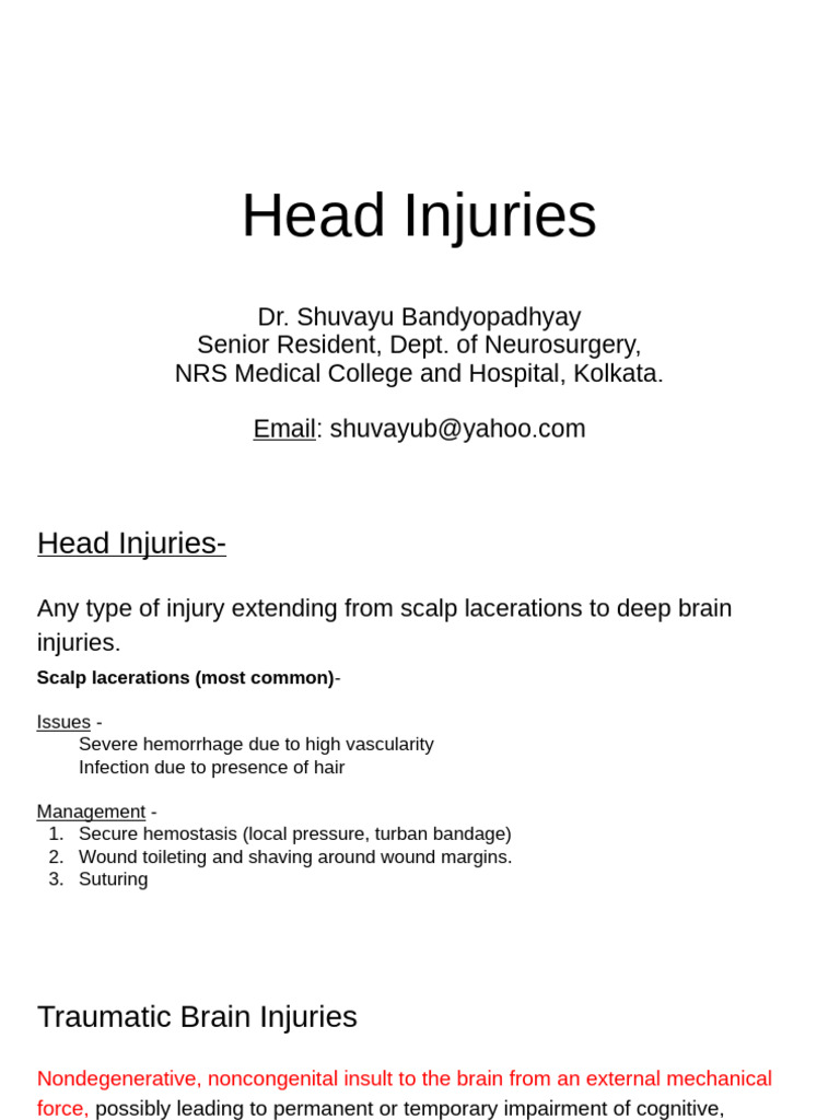 Head Injuries | PDF | Nervous System | Clinical Medicine