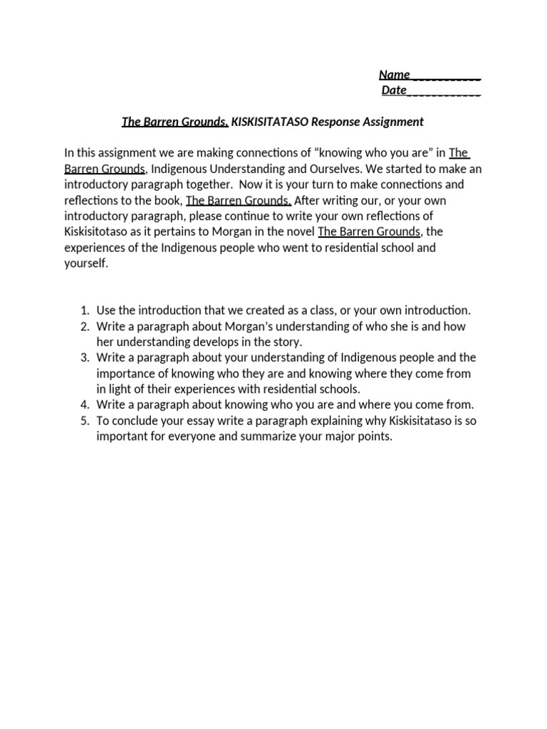 Reflections on Identity in The Barren Grounds | PDF | General Fiction