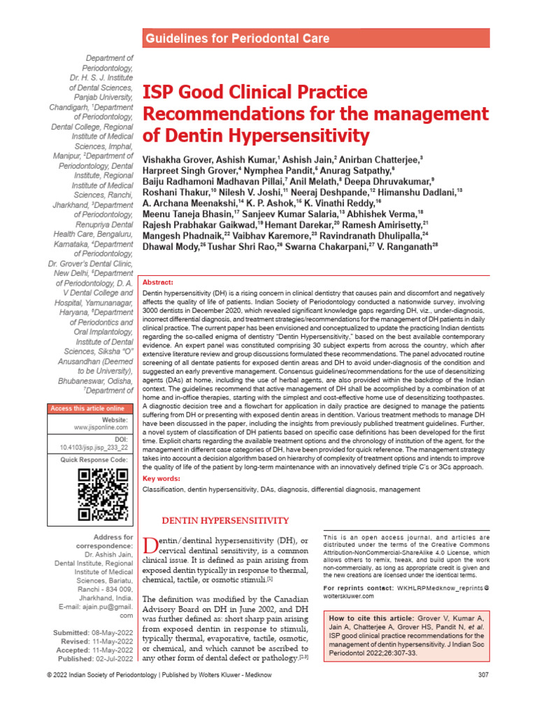 Isp Good Clinical Practice Recommendations For The.4 | PDF | Dental ...
