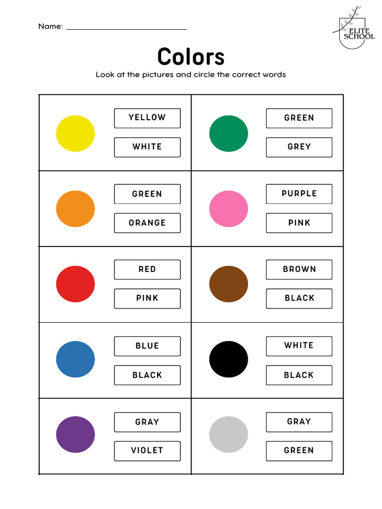 White Colorful Colors Vocabulary Worksheet | PDF