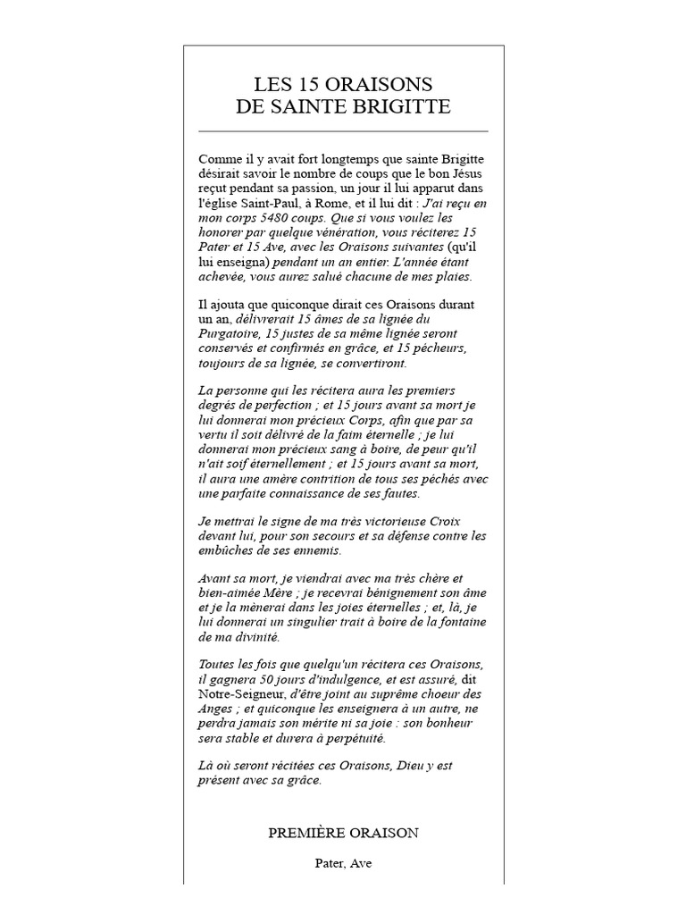 Les 15 Oraisons de Sainte Brigitte | PDF | Théologie | Doctrines et ...