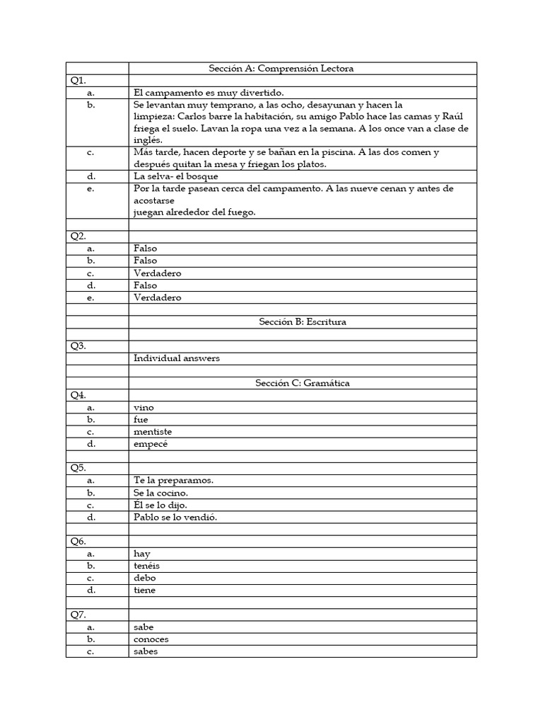 Answer Key Class 8 | PDF