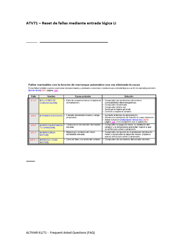ATV71 - Reset de Fallas Mediante Entrada Lógica Li | PDF | Informática