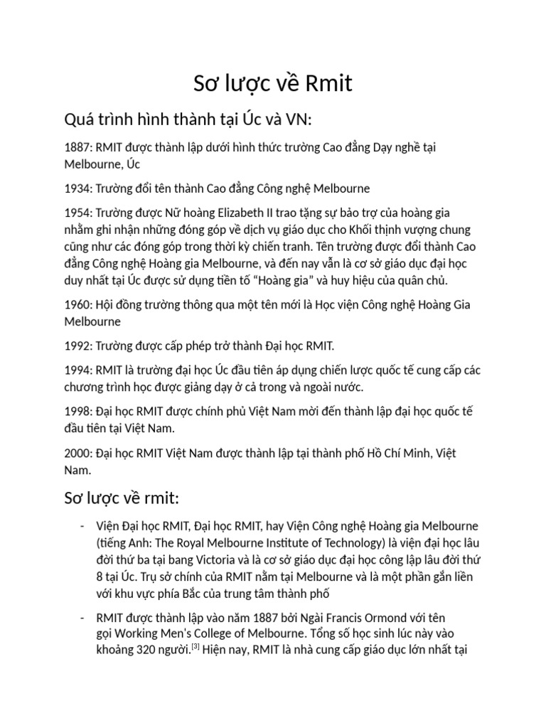 Sơ lược về Rmit | PDF