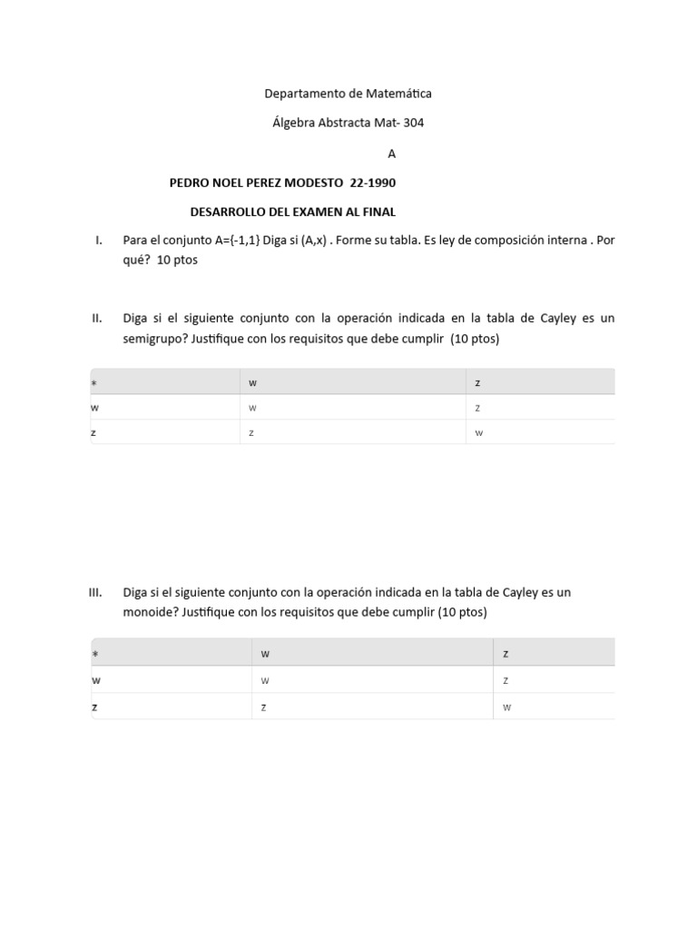 Segundo Parcial Algebra Abstracta Pedro Perez | PDF