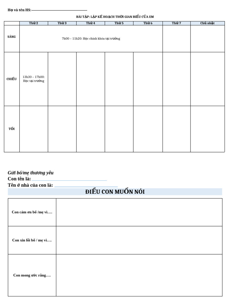 Thời Gian Biểu | PDF