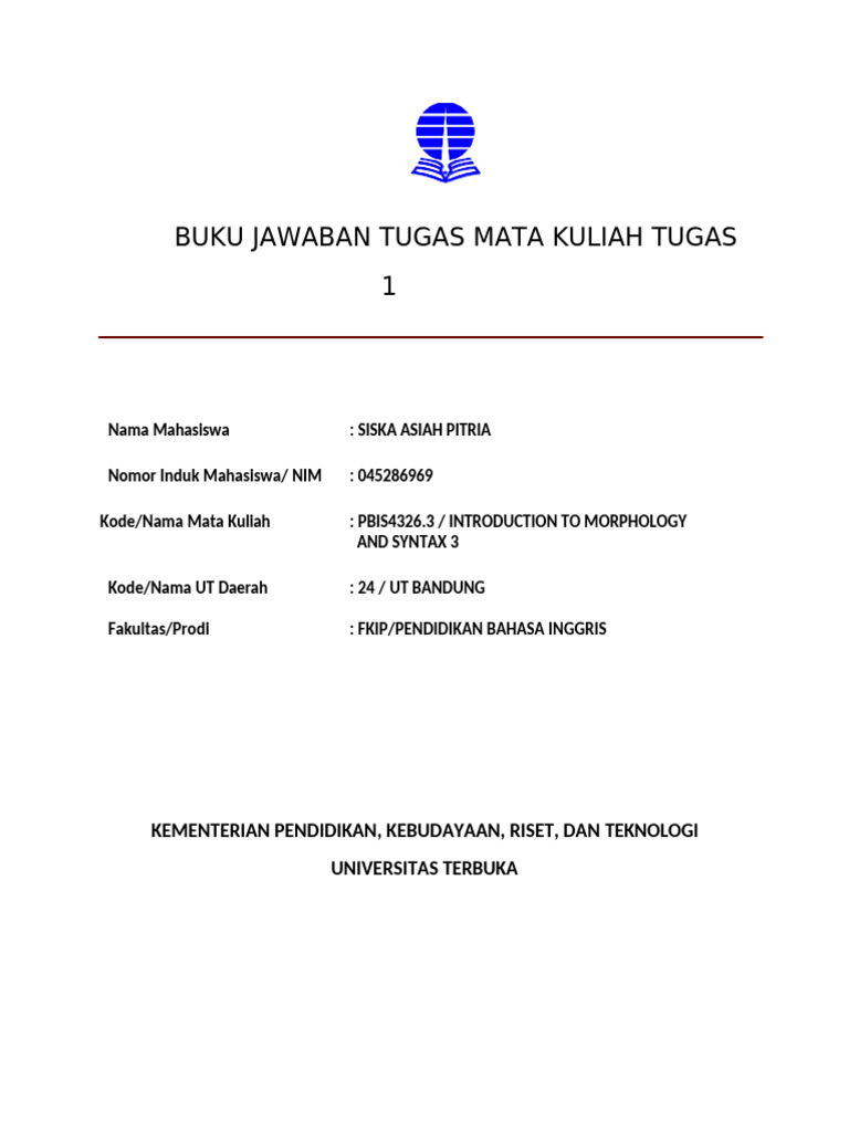 Tugas 1 - Morphology and Syntax 3 | PDF | Morphology (Linguistics) | Semantics