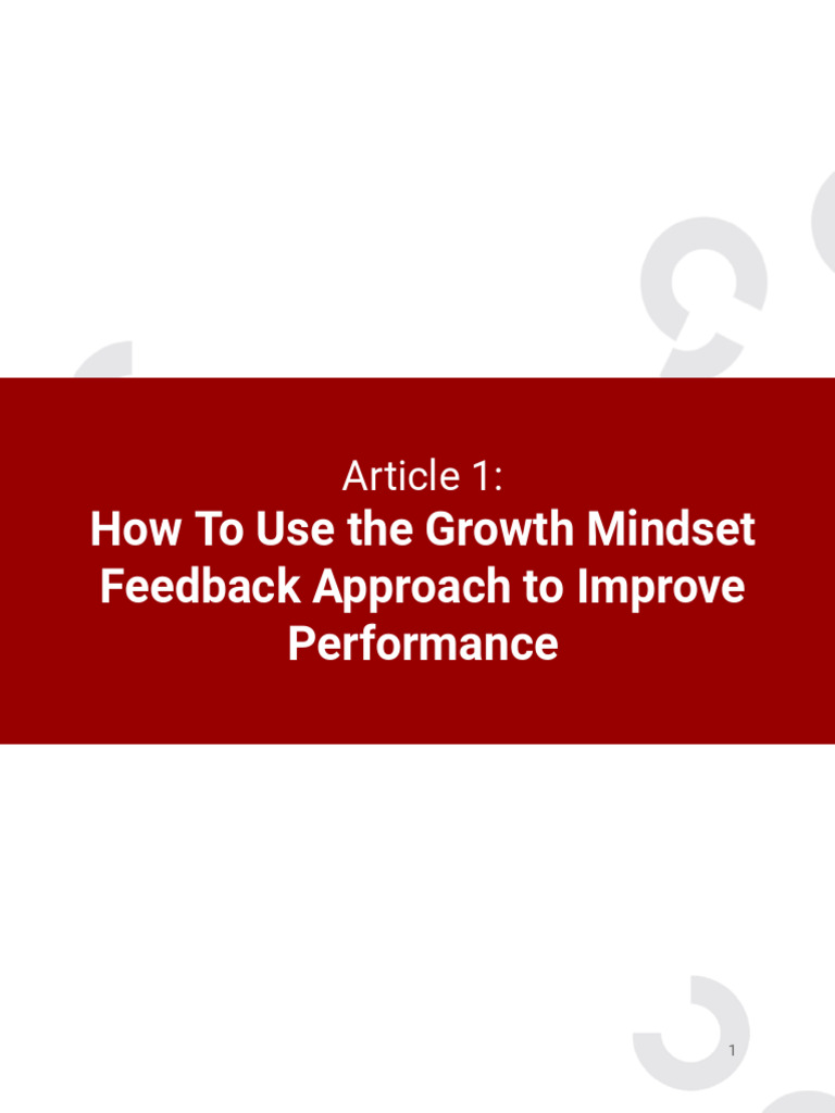 Pre-Reading Articles Module 1 - Growth Mindset and The Power of Feedback | PDF | Mindset ...