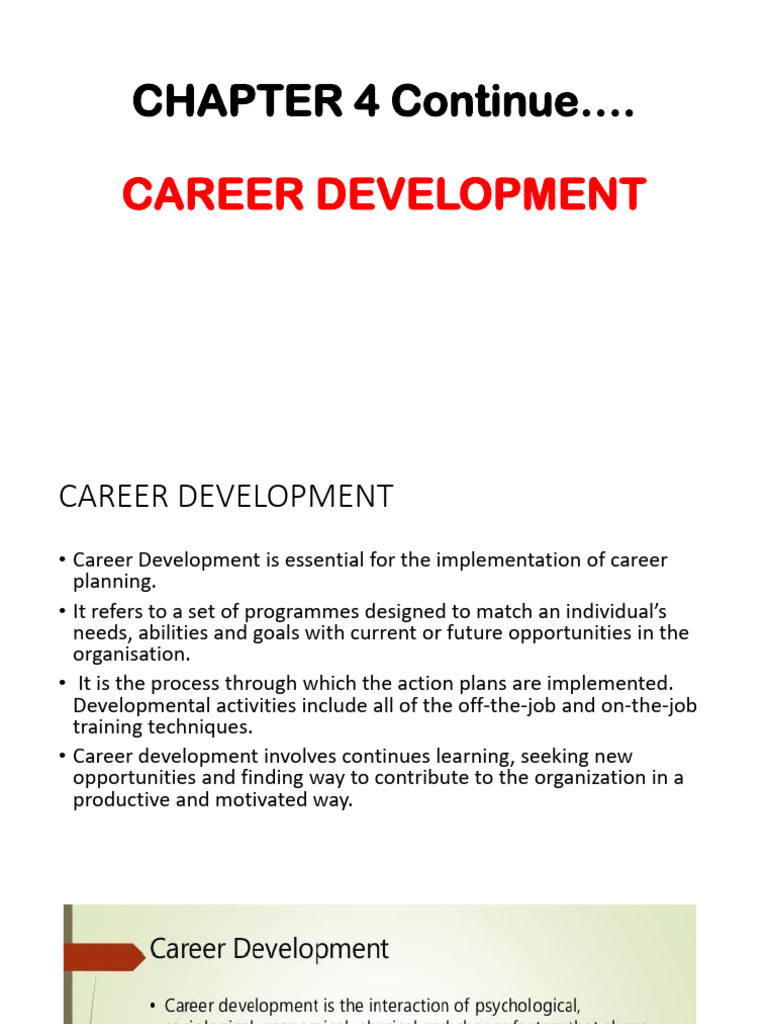 CHAPTER 4 Continue Career Development | PDF | Industrial And ...