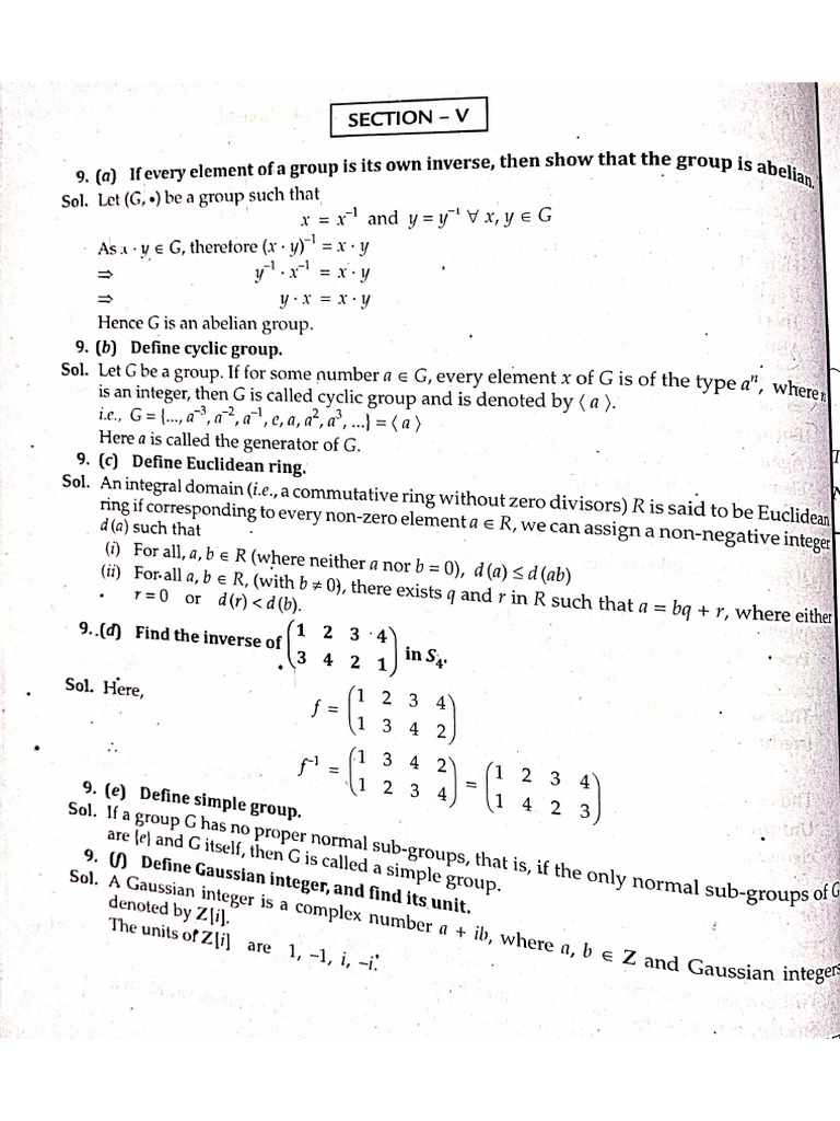 Group and Ring Previous Year | PDF